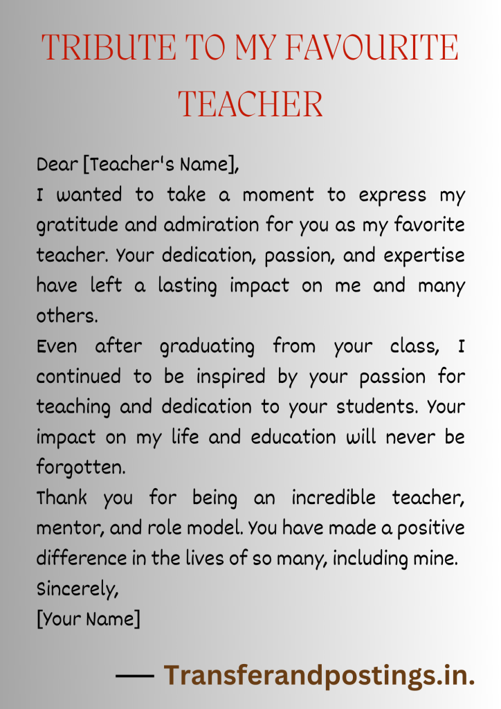 About My Favorite Teacher: A Tribute to an Inspiring Educator ...