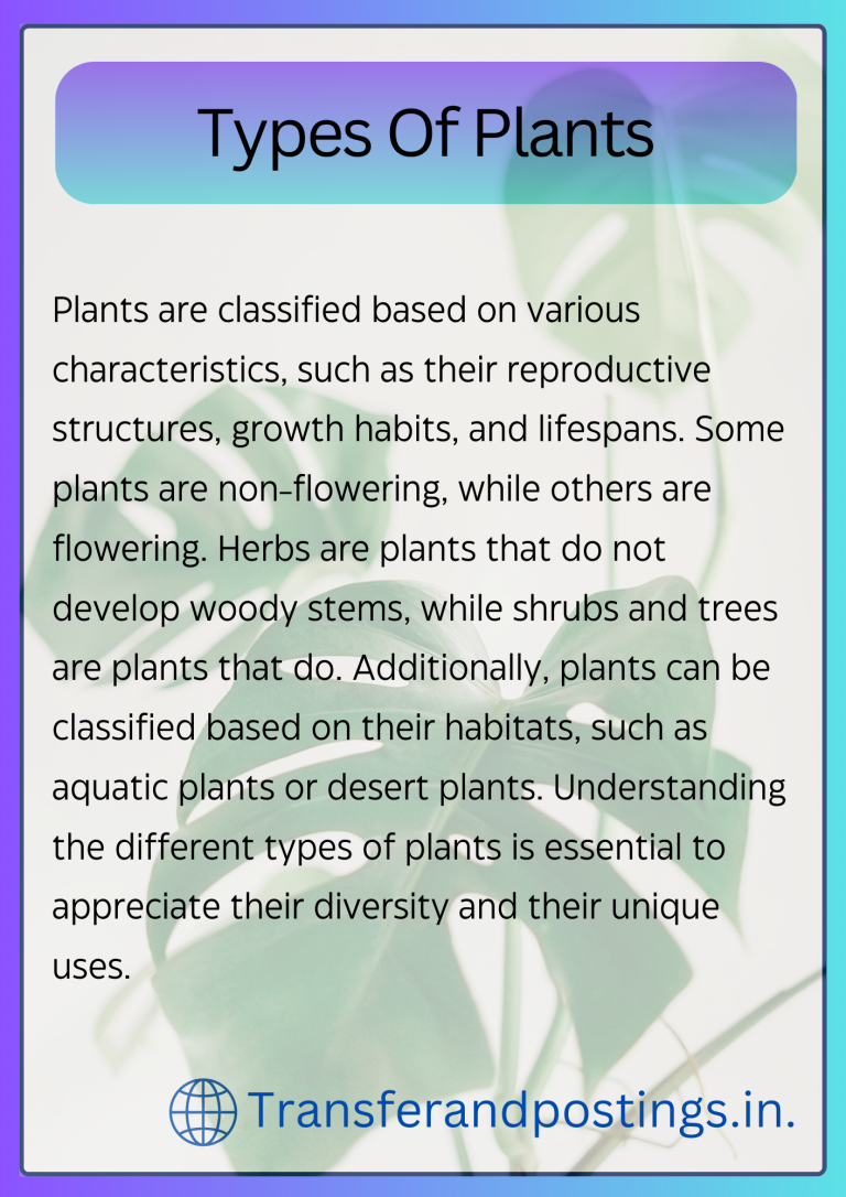 Paragraph On Plants: The Importance Of Plants - Transfer and Postings