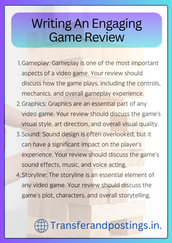 Game Paragraph: How to Write an Engaging Game Review - Transfer and ...