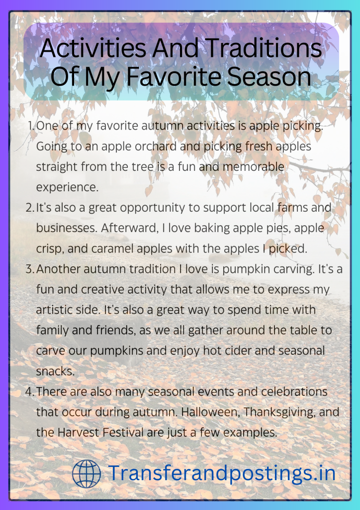 My Favourite Season Essay: Embracing The Magic Of Autumn - Transfer and ...