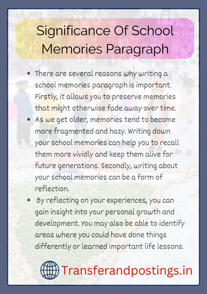 School Memories Paragraph: Cherishing Memories From My School Days ...