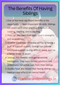 My Siblings Paragraph: The Lifelong Bond - Transfer and Postings