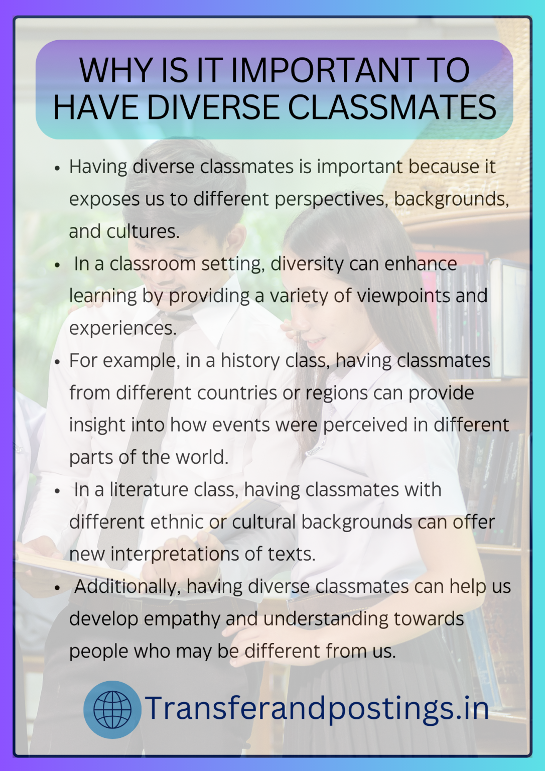 My Classmate Essay: Getting To Know My Classmate - Transfer and Postings