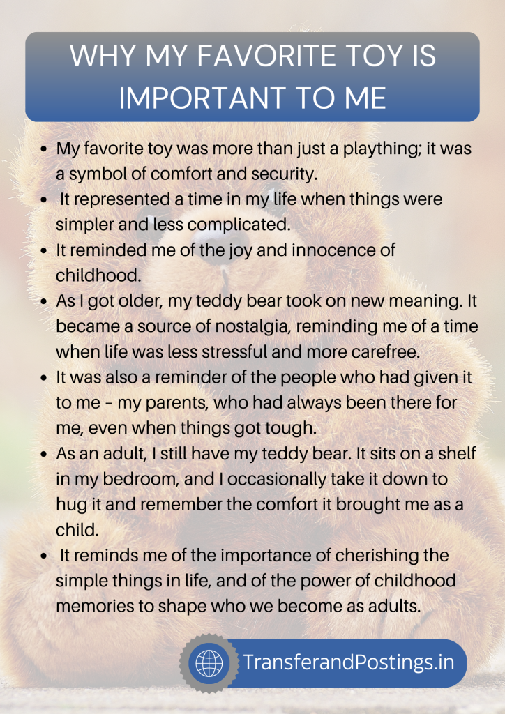 Paragraph On My Favourite Toy: A Look Back At My Childhood - Transfer ...