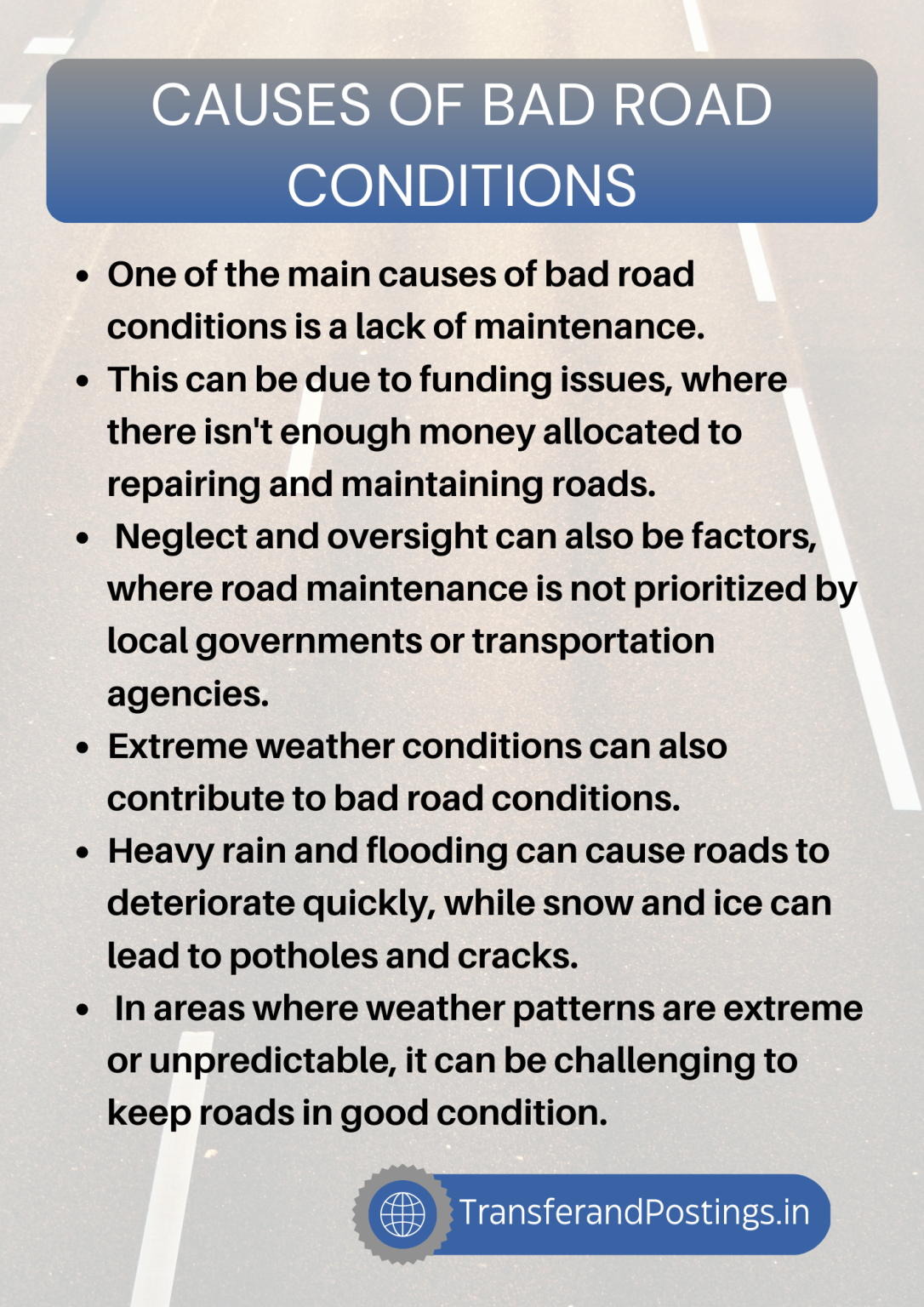 Bad Condition Of Road Paragraph: Why It's Time For Action - Transfer ...