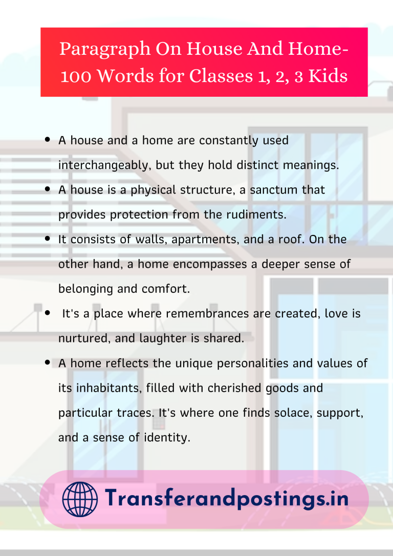 Paragraph On House And Home 100, 150, 200, 250 to 300 Words for Kids ...