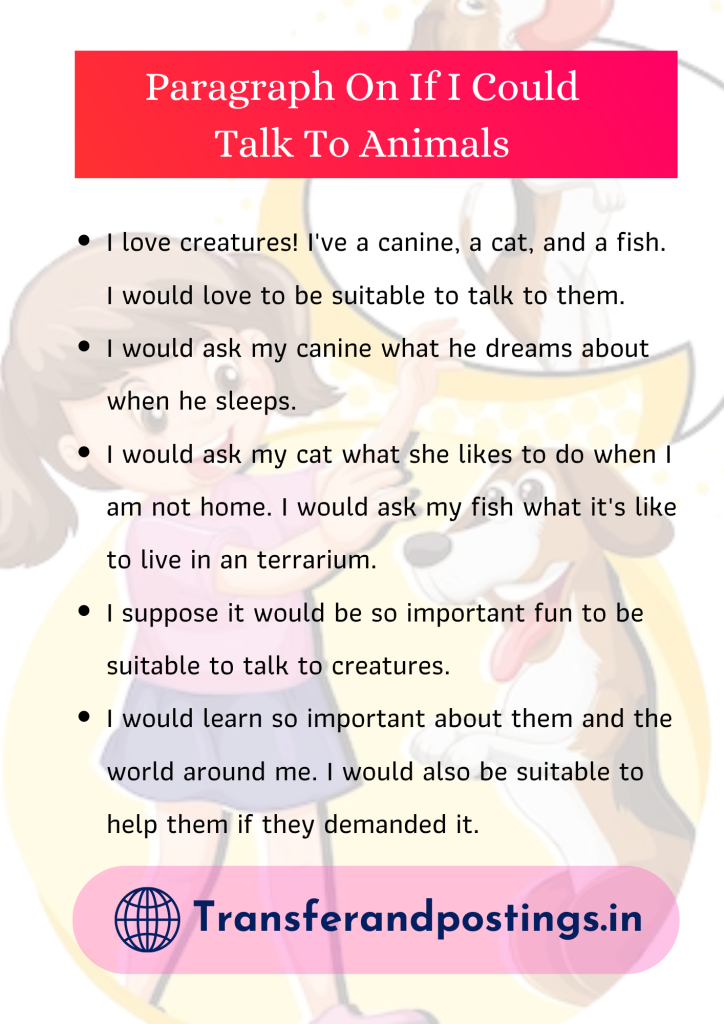 Paragraph On If I Could Talk To Animals 100, 150, 200, 250 to 300 Words ...