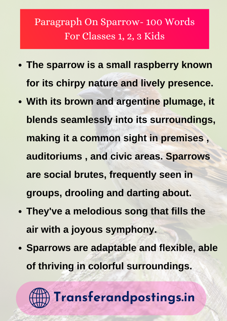 Paragraph On Sparrow 100, 150, 200, 250 to 300 Words for Kids, Students ...