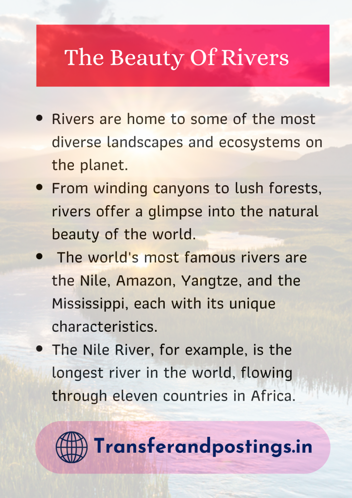 Paragraph On River: The Beauty And Importance Of Rivers - Transfer and ...