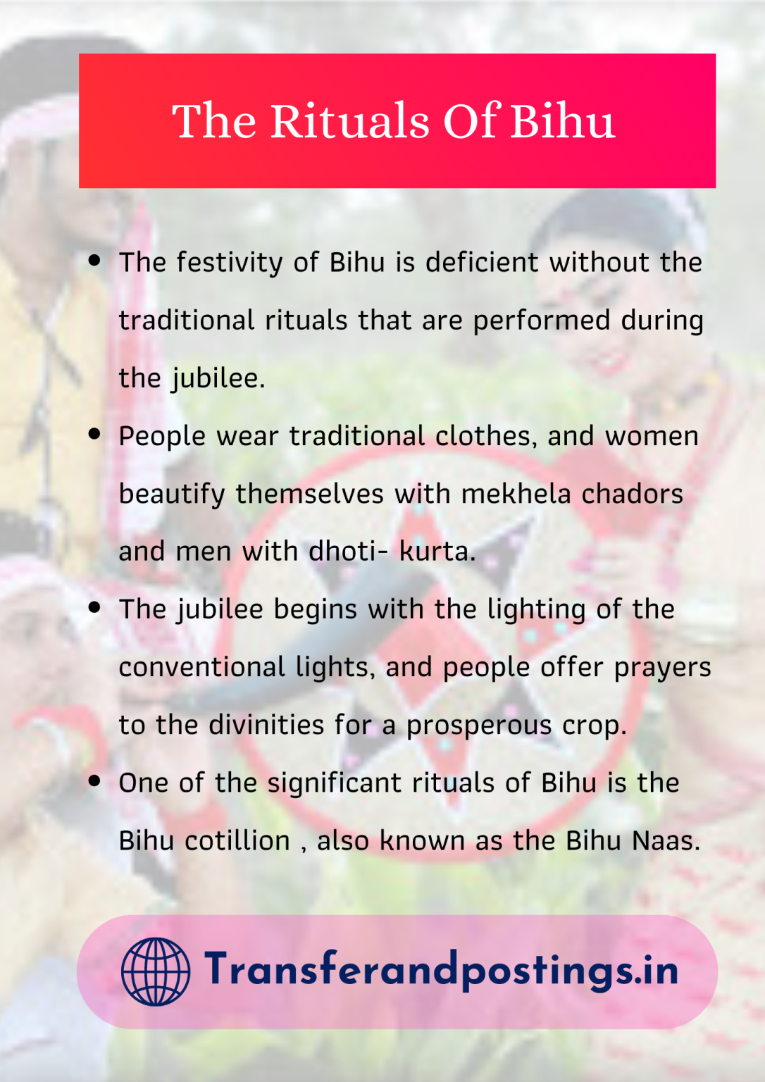 Paragraph On Bihu: The Festive Celebration Of Assam - Transfer and Postings