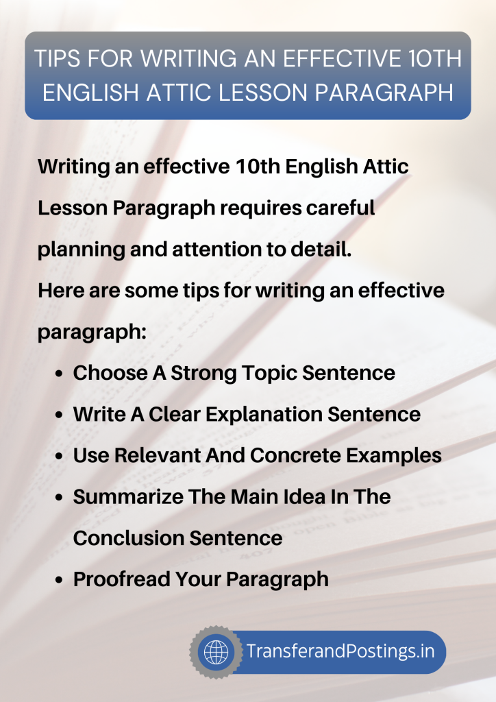 10th English Attic Lesson Paragraph: Tips And Strategies For Writing ...